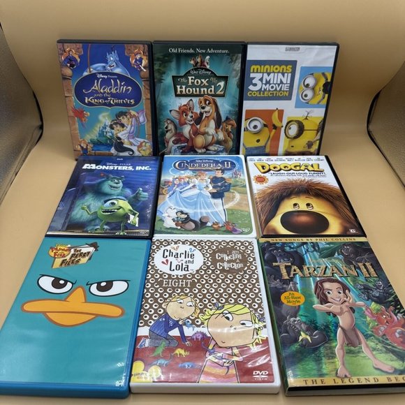 Media | Cartoon And Childrens Movie Dvd Lot Of 9 Minions Disney Phineas ...